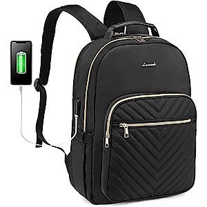 LOVEVOOK Laptop Backpack for Women,Laptop Bag for Women 15.6 inch,Waterproof Travel Backpack Purse,Stylish Womens Backpack,Work Computer Bags Bookbag Teacher School Back Pack with USB Port,Black