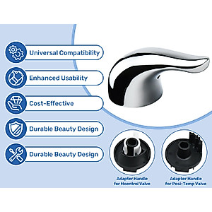 Replacement for 100657 Moen Tub/Shower Lever Handle,Compatible with Moen Posi-Temp Valve Systems,Compatible with Moentrol Valve,Single Handle Faucets for Adjust Water Volume and Temperature ﻿,Chrome