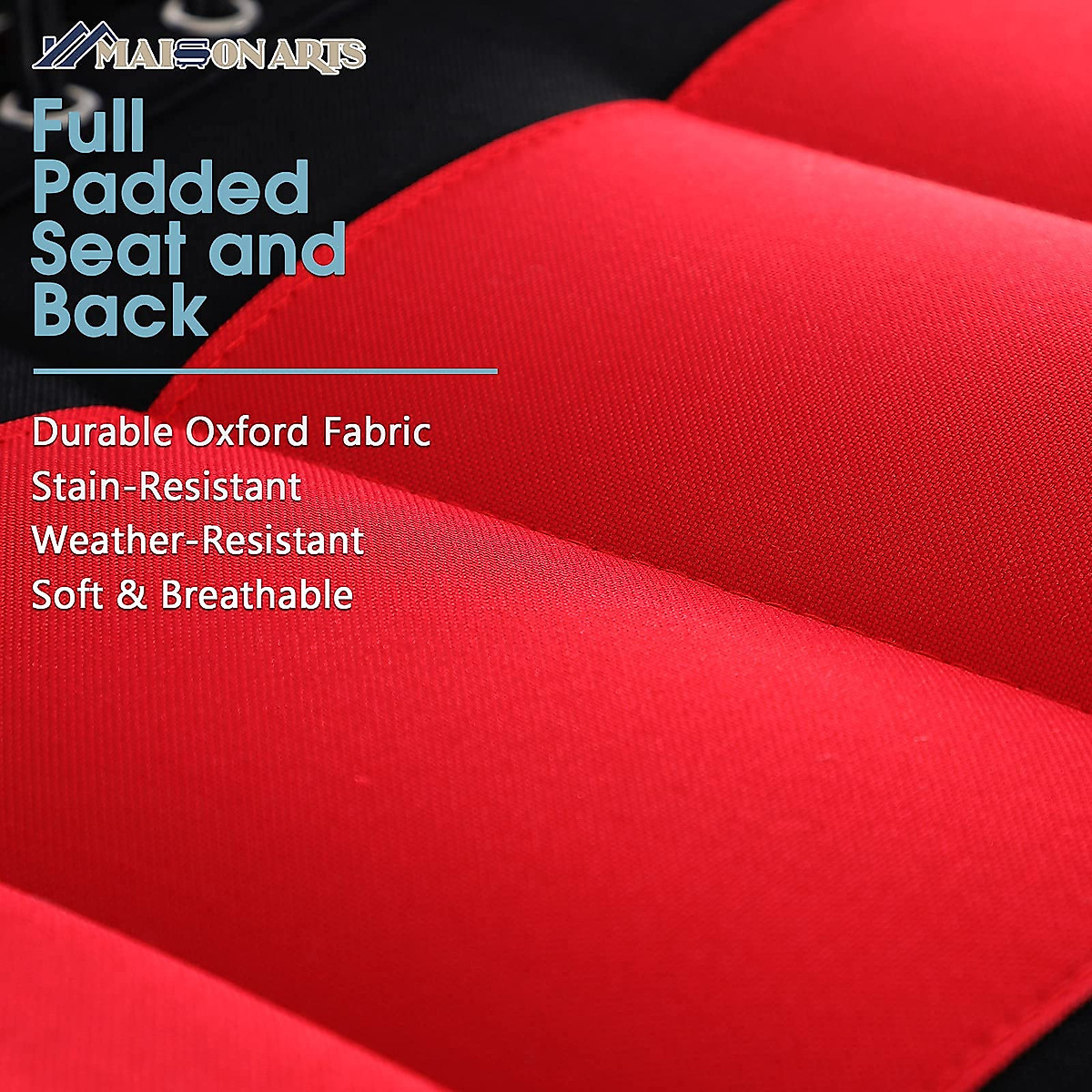 MAISON ARTS Oversized Padded Zero Gravity Lawn Chair Foldable Patio Recliner Anti Gravity Lounge Chair w/Pillow & Cup Holder Outdoor Camp Chair for Poolside Backyard Beach, Support 300lbs, Red