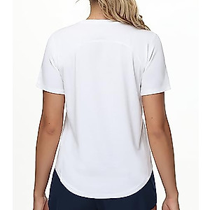 THE GYM PEOPLE Women's Workout Short Sleeve Breathable T-Shirts Athletic Yoga Tee Tops White