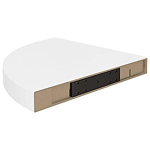 Natulvd Corner Floating Shelves, Φ13.8 Wall Shelf Set of 2, Shelves for Wall Decor, Wall Mount Display Shelf with Invisible Brackets for Bathroom Bedroom Kitchen Garage - White Gloss