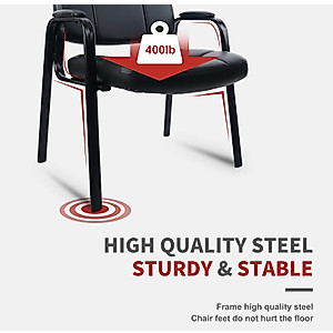 CLATINA Big & Tall Office Guest Chair 400lbs with Bonded Leather Padded Armrest Backrest Wide Seat Reception Guest Chair for Conference Waiting Room Office Set of 2