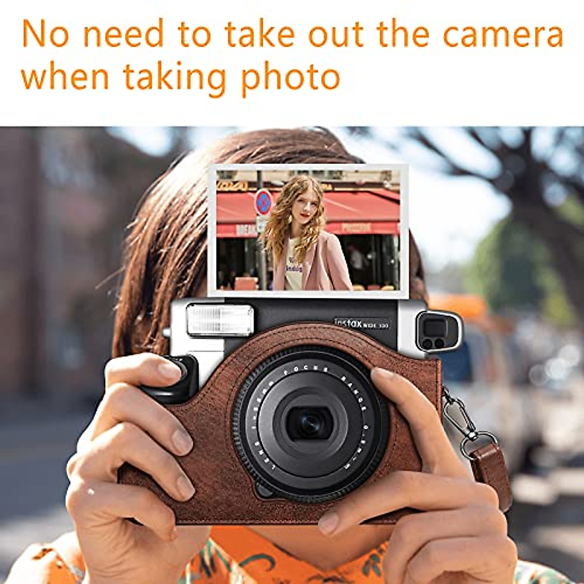 Fintie Protective Case for Fujifilm Instax Wide 300 Instant Film Camera - Premium Vegan Leather Bag Cover with Removable Strap, Vintage Brown