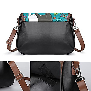 Satchel Bag For Women Boston Terrier And Beautiful Flowers Waterproof Leather Crossbody Handbag Messenger Bag For Ladies