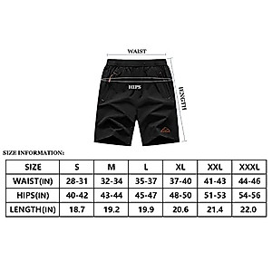 Rdruko Men's Quick Dry Hiking Shorts Lightweight Running Workout Gym Active Shorts with Zipper Pockets(Dark Grey, US M)