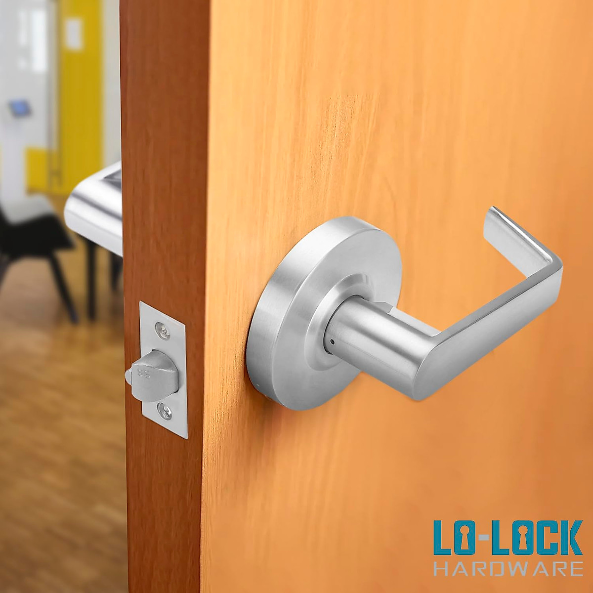 LO-LOCK HARDWARE Commercial Lever Door Lock - Heavy-Duty Locking Door Handle, ADA Door Handles, Cylindrical Lever Lock, Non-Handed Grade 2 Industrial Door Handle, 26D Satin Chrome, Entrance w/Clutch