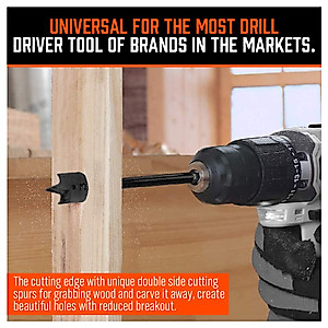 SEDY 11-Pieces Spade Drill Bit Set, Paddle Flat Bits with Extension for Woodworking, Industrial Grade Carbon Steel Black Coat, 1/4" to 1-1/2" with Storage Bag and Exquisite Packaging