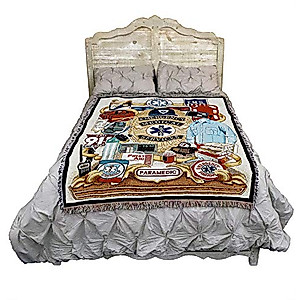 Pure Country Weavers EMS - First Responders Blanket - Gift Tapestry Throw Woven from Cotton - Made in The USA (72x54)