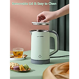 WTJMOV Small Electric Kettle Stainless Steel, 0.8L Portable Tea Kettle Auto Shut-off, Low Power Hot Water Kettle for Camping, Travel, Office and More