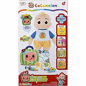 CoComelon Boo Boo JJ Deluxe Feature Plush - Includes Doctor Checkup Bag, Bandages, and Accessories to Care for JJ - 9 Total Accessories - Amazon Exclusive
