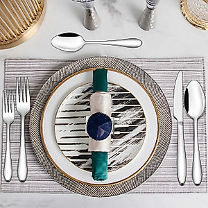 Homikit 40-Piece Silverware Set, Stainless Steel Flatware Cutlery Set for 8, Modern Home Restaurant Wedding Eating Utensils, Include Knife Spoon Fork, Dishwasher Safe, Mirror Polished