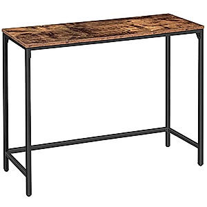 HOOBRO Console/ Sofa Table with Support Bar, Hallway Entrance Table for Living Room, Entryway, Corridor, Sturdy, Easy Assembly, Wood Look Accent Table, Rustic Brown and Black BF30XG01