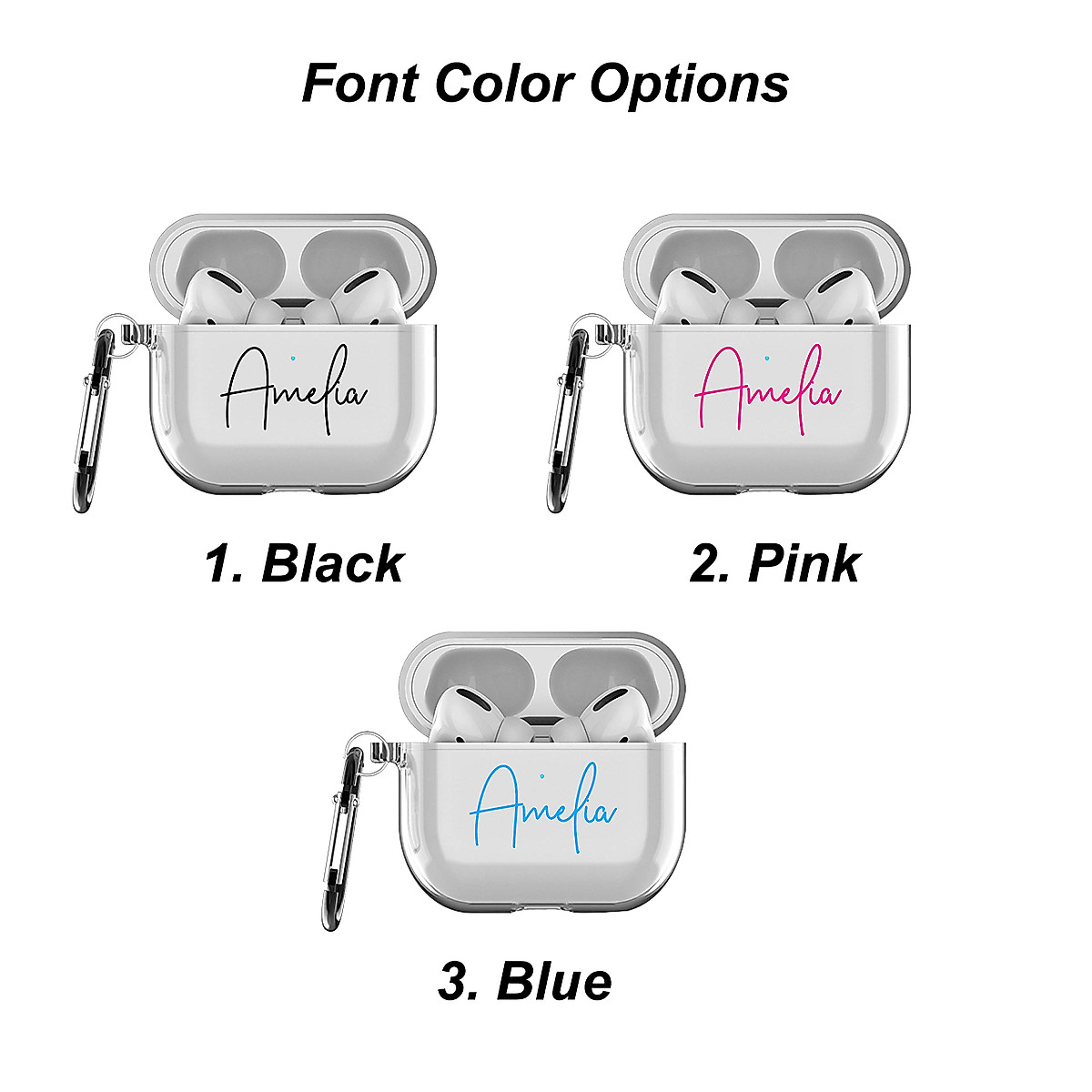 MARBLEFY Personalized AirPod 3 Case with Keychain Running Strap, Customized with Name on Clear AirPods 3rd Generation Case Cover Set, Great Cute Gift for women and girls