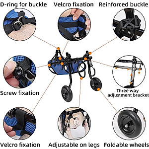 Adjustable Small Dog Wheelchair - Mobility Aid for Disabled Pets,Small Dog Wheelchair for Back Legs， Leg Brace & Hip Support (Middle)