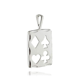 Playing Cards Pendant - 925 Sterling Silver - Cutout Suits Gambling Vegas New