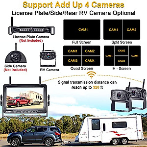 AMTIFO RV Backup Camera Wireless HD 1080P Bluetooth 2 Travel Trailer Rear View Cam System 7 Inch DVR Monitor Truck Camper Infrared Night Vision Reverse Cameras Adapter for Furrion Pre-Wired RVs A9