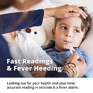 Greater Goods Digital Thermometer – 10-Second Fast Readings for Adults and Kids, Flexible Tip, Fever Alarm, Oral, Rectal, and Underarm Use, FSA/HSA Eligible
