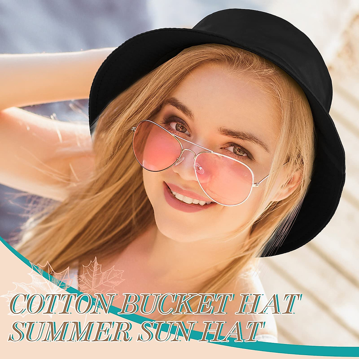 16 Pcs Solid Color Summer Bucket Hats for Women Unisex Packable Sun Hat Set Lightweight Fishman Cap for Holiday (Black)