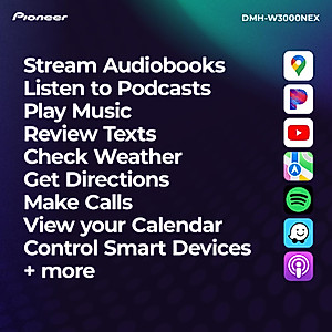 Pioneer DMH-W3000NEX 6.8" Double Din Multimedia Digital Media Receiver, Wireless Apple CarPlay and Android Auto, Bluetooth, Backup Camera Compatible, Touchscreen, One Touch Navigation