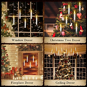 Floating Candles 12 Pcs, Halloween Decorations Candles with Magic Wand Remote Control-Battery Operated Flickering Flameless Candles for Halloween Decor, Chrismas Party, Birthday, Wedding, Church