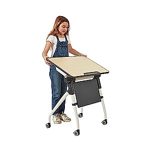 ECR4Kids Nesting Student Desk, Portable Table, Maple/Grey
