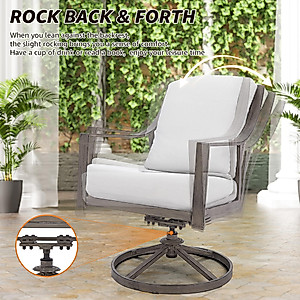 NATURAL EXPRESSIONS 5-Piece Outdoor Patio Dining Set, 4pcs Patio Swivel Rocking Chairs and 38’’ Round Dining Table with 1.65’’ Umbrella Hole