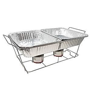 Wire Chafing Racks Food Warmer for Buffet Party – Chafer Aluminum Pan Holder Serving Dish & Tray Rack Food Burner Stand for Foil Pan Disposable for Parties – for Full Size Disposable Pans [6 Pack]