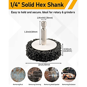 ZORUNNA 2" 4Pcs Quick Change Easy Strip Discs with 1/4" Hex Shank, Paint Stripper Wheel for Removing Paint, Cleans Welds Rust Removal.