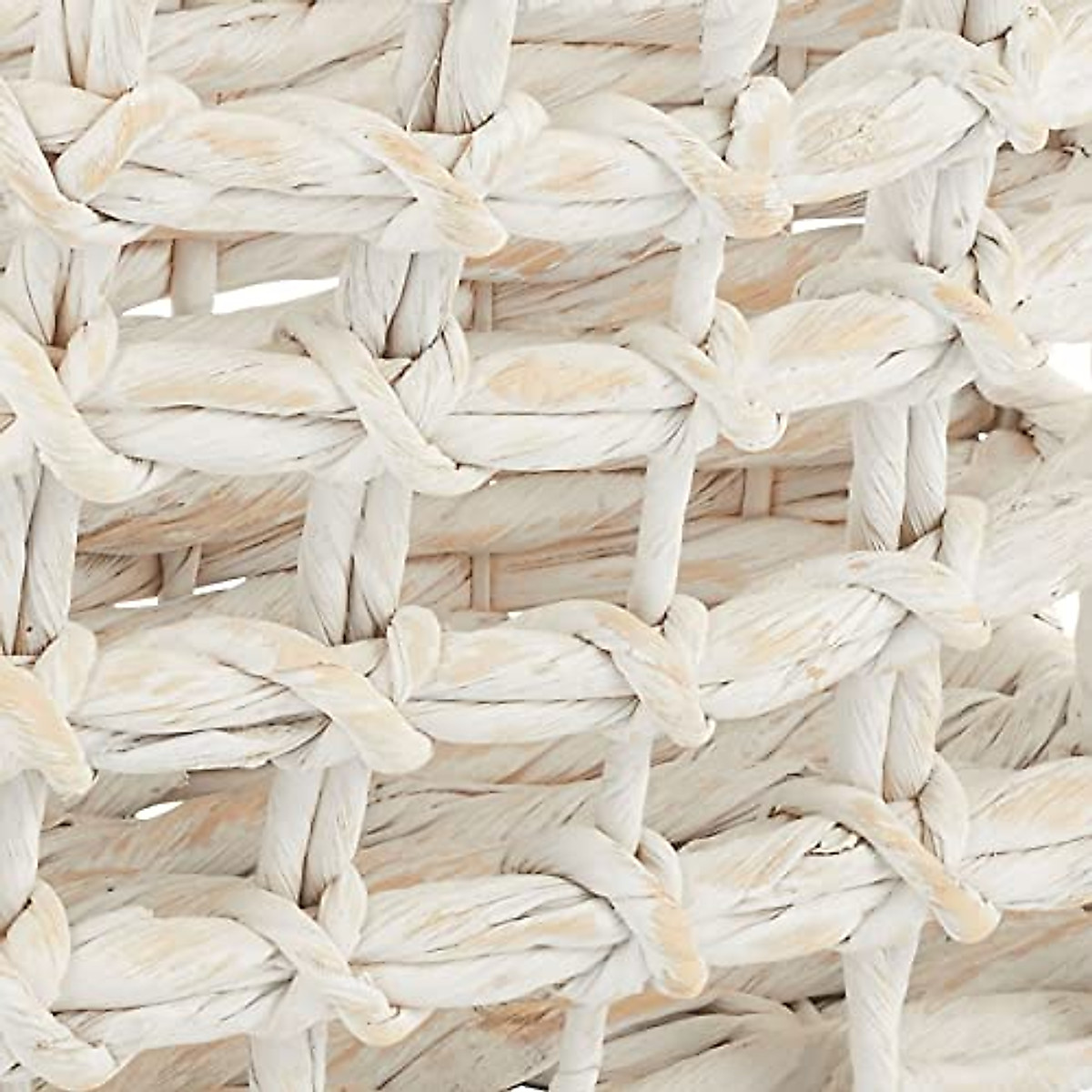 mDesign Woven Hyacinth Hanging Wall Mount Storage Organizer Basket - Rustic Hangable Mounted Market Baskets for Kitchen, Bathroom, Shelf - Holds Floral, Food, and Mail - Set of 2 - White Wash