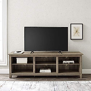 Walker Edison Wren Classic 6 Cubby TV Stand for TVs up to 80 Inches, 70 Inch, Grey Wash