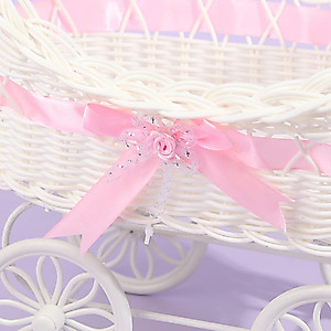 Large Tricycle Artificial Flower Vase Plant Stand-Rattan Basket Handmade Tricycle Planter Garden Decor,Bike Bicycle Pot for Weddings Home Decor Props Gift Table Centerpieces Arrangement Ornament