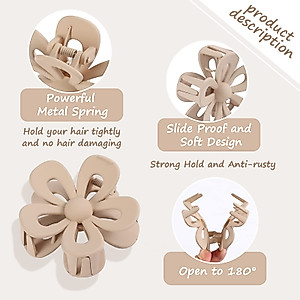 Flower Claw Clips For Women Girls, Cute Medium Hair Claw Clips, Daisy Hair Clips For Thick Thin Hair, 2.75 Inch Flower Matte Large Claw Clips, Non Slip Neutral Jaw Clips Hair Accessories, 6 Pack