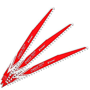 EZARC Carbide Reciprocating Saw Blade R1243HM Endurance for Hard Wood 12-Inch 3TPI, 3-Pack