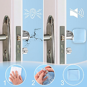 Xfenvs Door Knob Wall Shield, 6PCS Transparent Square Guard Door Stopper Wall Protector Silencer, Self Adhesive Door Handle Bumper (1.57" Small Square 6 PCS, Clear)