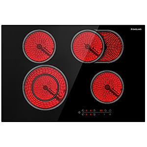 GASLAND Chef Electric Cooktop 30 Inch, Electric Radiant Cooktop CH77BF Drop-in 4 Cooking Zones Ceramic Cooktop with 9 Power Levels, Sensor Touch Control, Child Safety Lock, 240V, 1-99 Minute Timer