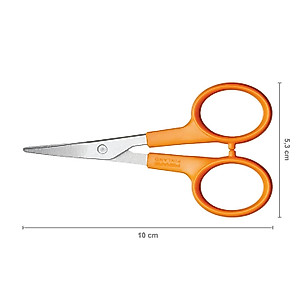 Fiskars Embroidery Curved, Length: 10 cm, For Right- and Left-handed Users, Stainless Steel Blade/Plastic Handles, Orange, Classic, 1005144