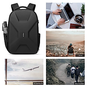 MOSISO 15.6-16 inch 35L Laptop Backpack with USB Charging Port for Women Men, Waterproof Hardshell Travel Business Computer Bag College School Bookbag, Anti-Theft Daypack with Luggage Strap, Black