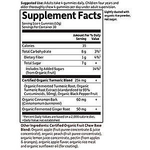 Garden of Life Organics Turmeric Inflammatory Response Gummy - 120 Real Fruit Gummies for Kids & Adults, 50Mg Curcumin (95% Curcuminoids), No Added Sugar, Organic, Non-GMO, Vegan & Gluten Free