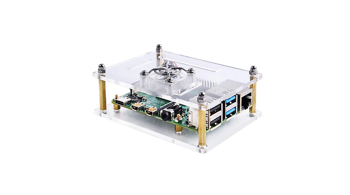 GeeekPi Acrylic Case for Raspberry Pi 4 Model B & Raspberry pi 3 Model B+, Pi Case with Cooling ...