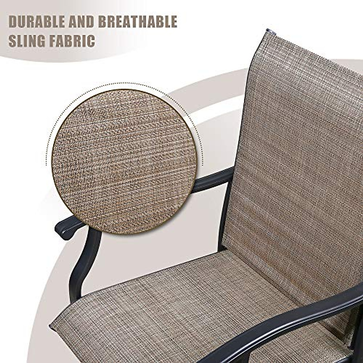 Peak Home Furnishings 4-Piece Outdoor Swivel Bar Stools, Textilene Patio Seating Height Bar Chairs with High Back and Armrest (Sling Seat, Set of 4)