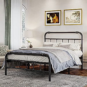THEOCORATE Twin Size Bed Frame with Headboard and Footboard,14 Inch High 2500lbs Heavy Duty Support No Box Spring Needed,Noise Free,Anti-Slip,Easy Assembly,Black
