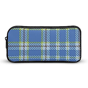 Blue Tartan Buffalo Plaid Pencil Case Pencil Pouch Coin Pouch Cosmetic Bag Office Stationery Organizer