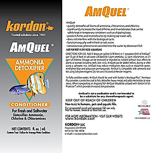 Kordon AMQUEL One-Step Aquarium Water Conditioner - Removes Chlorine & Chloramines Fast, Detoxifies Ammonia, for Freshwater & Saltwater Aquariums, 16-Ounces