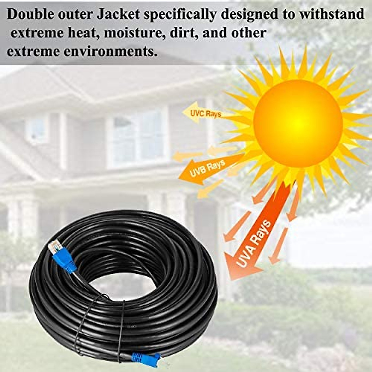 AURUM CABLES CAT5e Outdoor Waterproof Ethernet Cable with 24AWG RJ45 Plugs 350MHz Direct Burial Network Internet Cable for Data LAN Routers Modems Black 100 ft 1 Pack