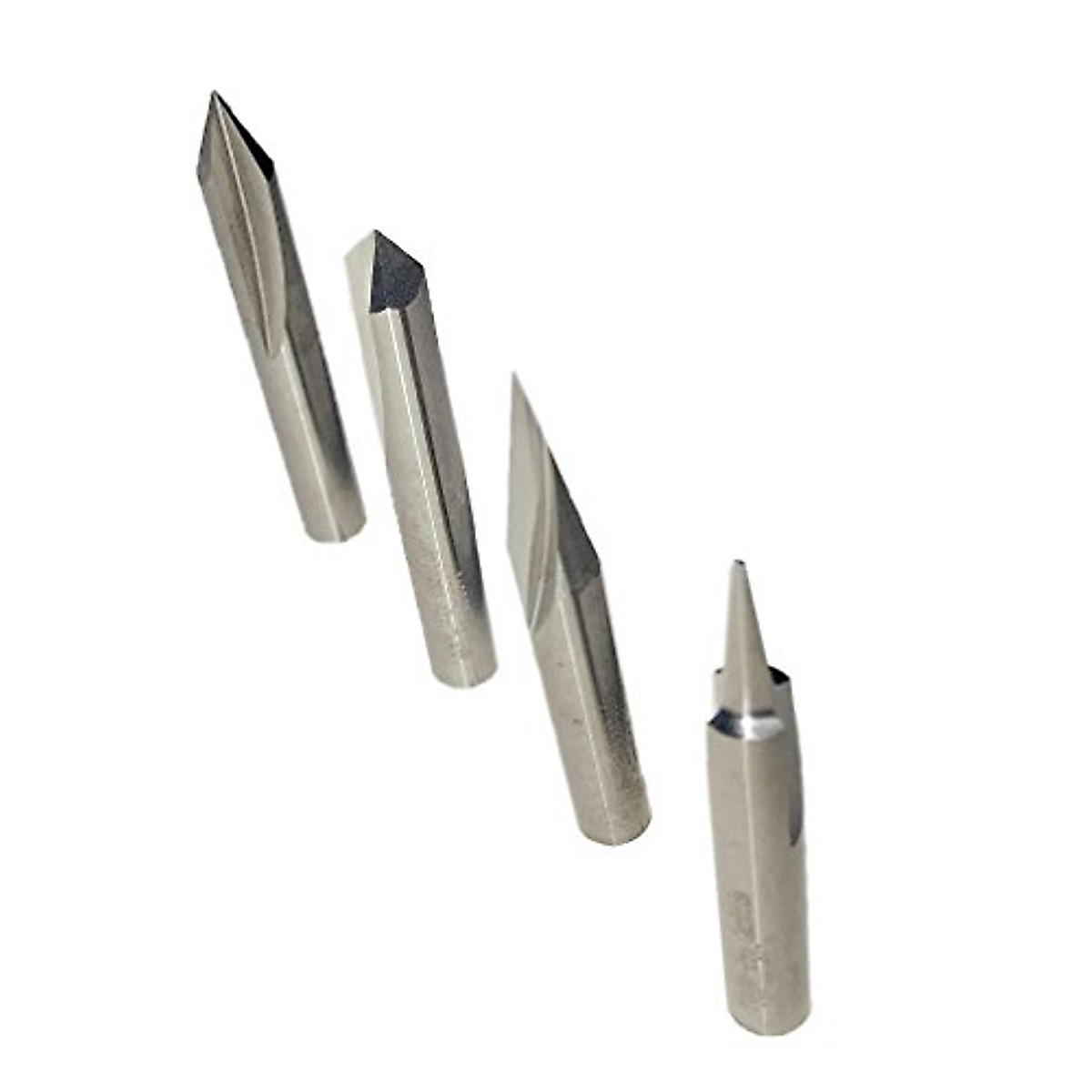 FOOS - Engraving CNC Wood Carving Router Bit Set - 4pcs - Solid Carbide - 1/4” Shanks - Veteran Owned = Profile + Carving Liner + 2 V Groove USA Veteran Owned