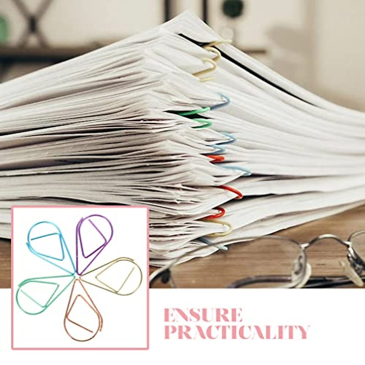 Tofficu Cute Paper Clips 100pcs Teardrop Stainless Steel Drop-Shaped Paper Clips for Office School Supplies Wedding Invitations Crafts Scrapbooking Bookmarks Planners