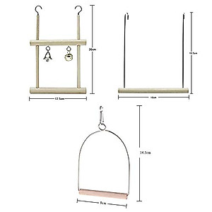 YITAQI Parrots Swing Toy,Natural Wooden for Parakeets Cockatiels Conures Macaws Finches Bird Cage Hammock Birds Perch Bird Stand(A)