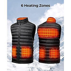 Neberon Heated Vest for Men with Battery Pack Rechargeable, 6 Heating Zones, Double Switches for Hunting Hiking Golf Fishing