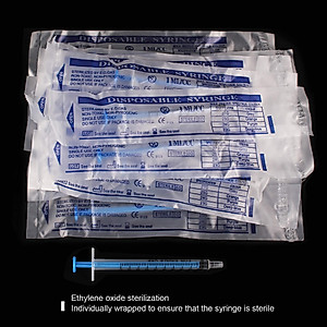 1ml Syringe Without Needle - 1 ml Small Plastic Syringes Sterile Individually Packed with Cap for Lab Medicine Student Measuring Liquid and Pet Dog Cat Baby Feeding Oral Colostrum ( 12 Pack 1cc /ml )