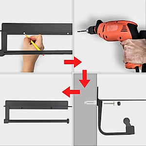 Sumnacon 13 Inch Aluminum Paper Towel Holder with Shelf - Wall Mounted Tissue Holder with Screws, Decorative Hand Towel Bar with Storage Organizer Shelf for Office, Bedroom, Bathroom, Kitchen,Black